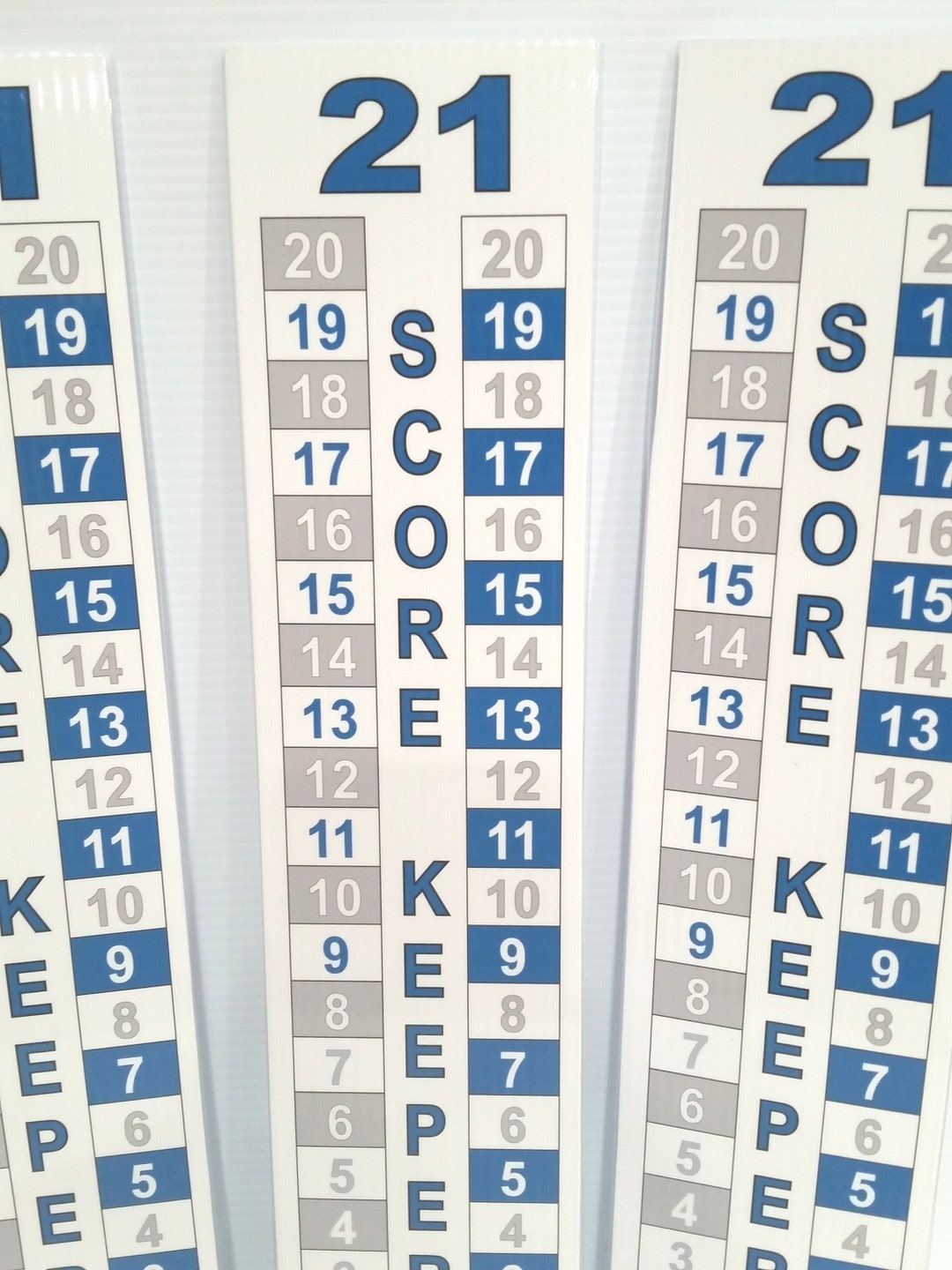 Cornhole Scoreboard Signs Set of 3 - Grey / Gray and Navy Blue Checker ...