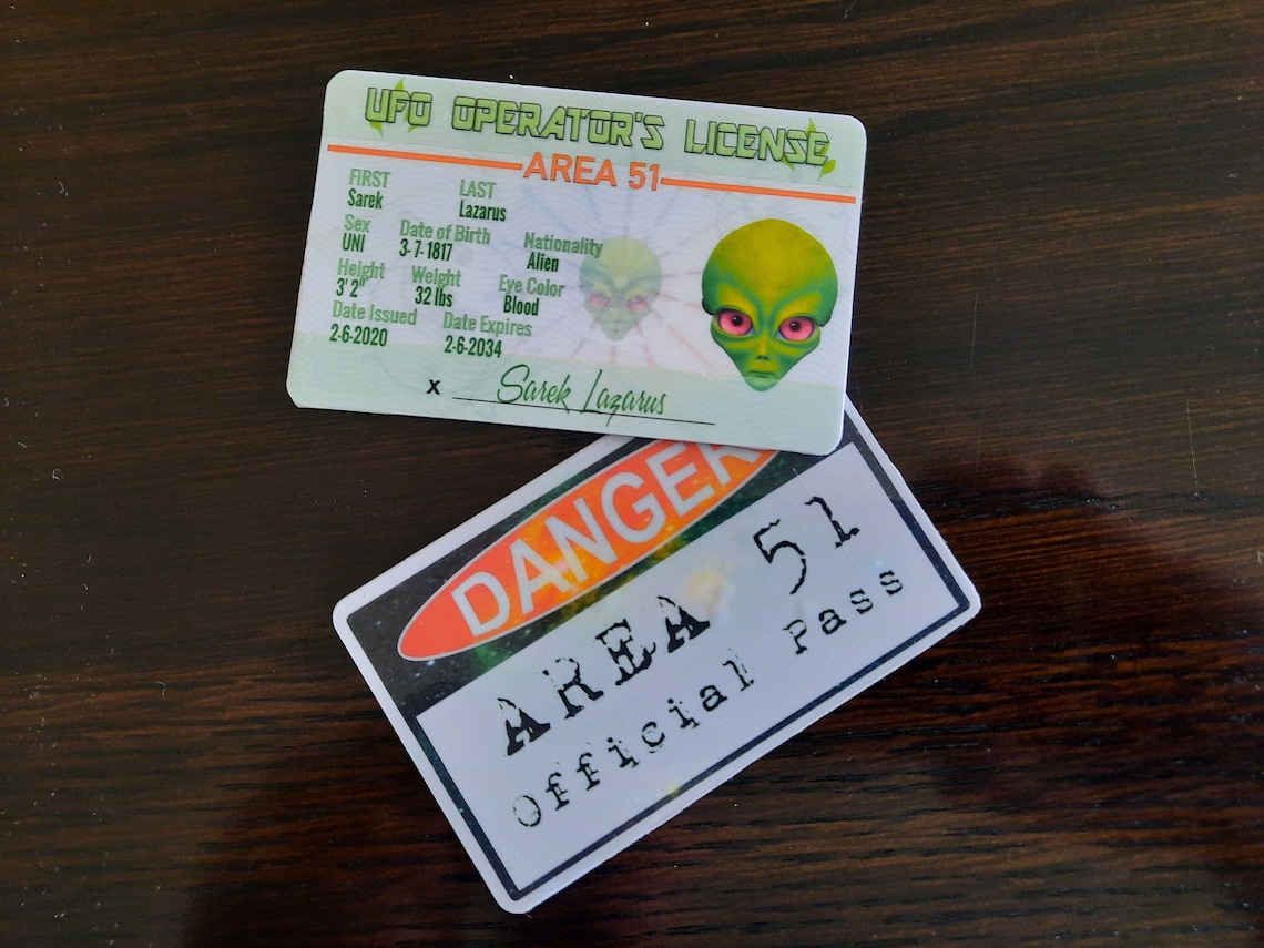 UFO Operator License Funny Fake ID the Backside Has Area - Etsy