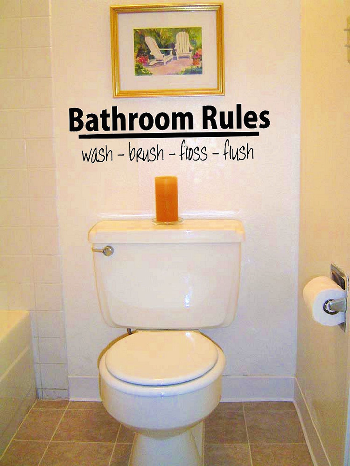 Bathroom Rules Wash Brush Floss Flush Vinyl Decal Sticker - Etsy