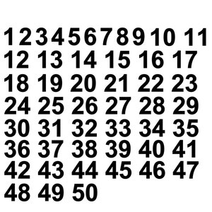 1 50 Numbers Set of Vinyl Decals Helmet, Sport,stickers Select Color ...