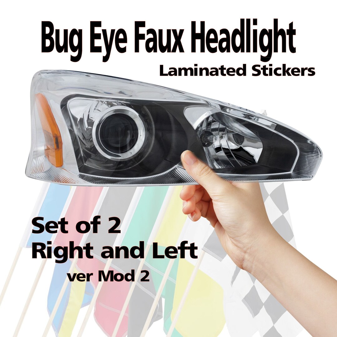 Set of 2 Faux / Fake - Bug Eye LED Headlight Assembly Stickers / Decals ...