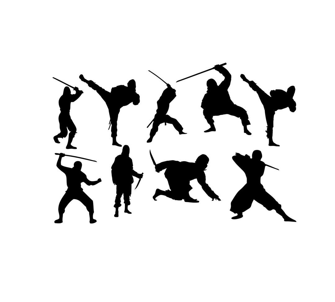 Ninja's - VINYL Wall Decor - DECAL STICKER - Set of 9 Silhouettes - Etsy