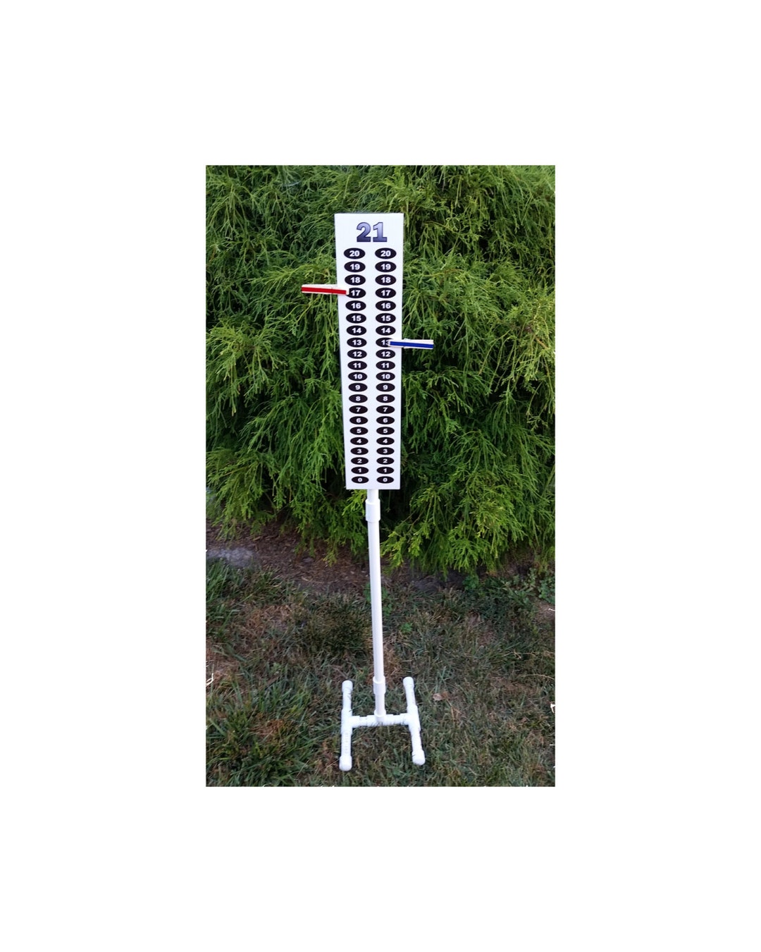 Cornhole Scoreboard W 42" Stand Scorekeeper Sign - Black White Oval ...