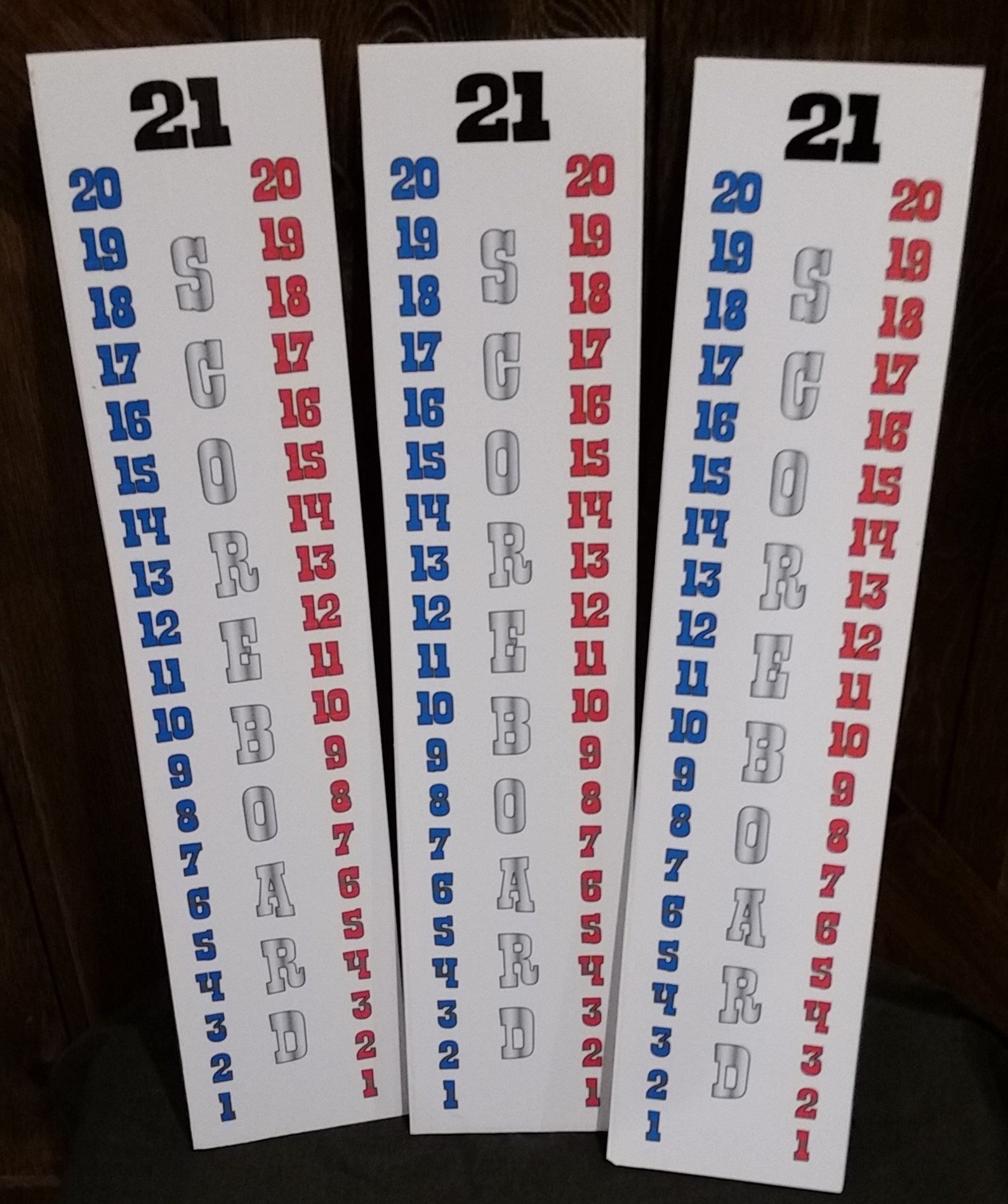 Cornhole Scoreboard Signs Set of 3 Red White Blue Silver - Etsy