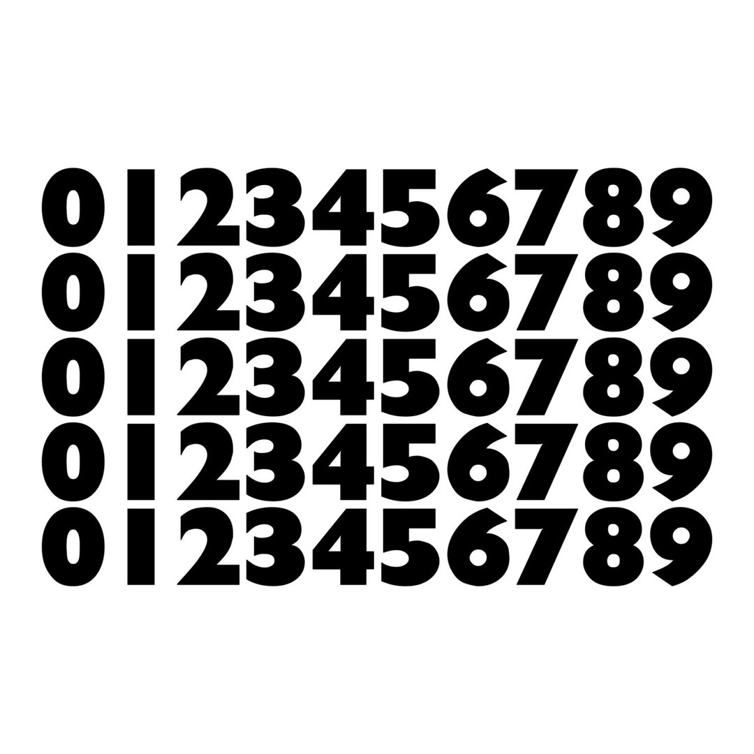 0-9 Numbers Set of 50 Vinyl Decals Stickers - Helmet, Boat, House ...