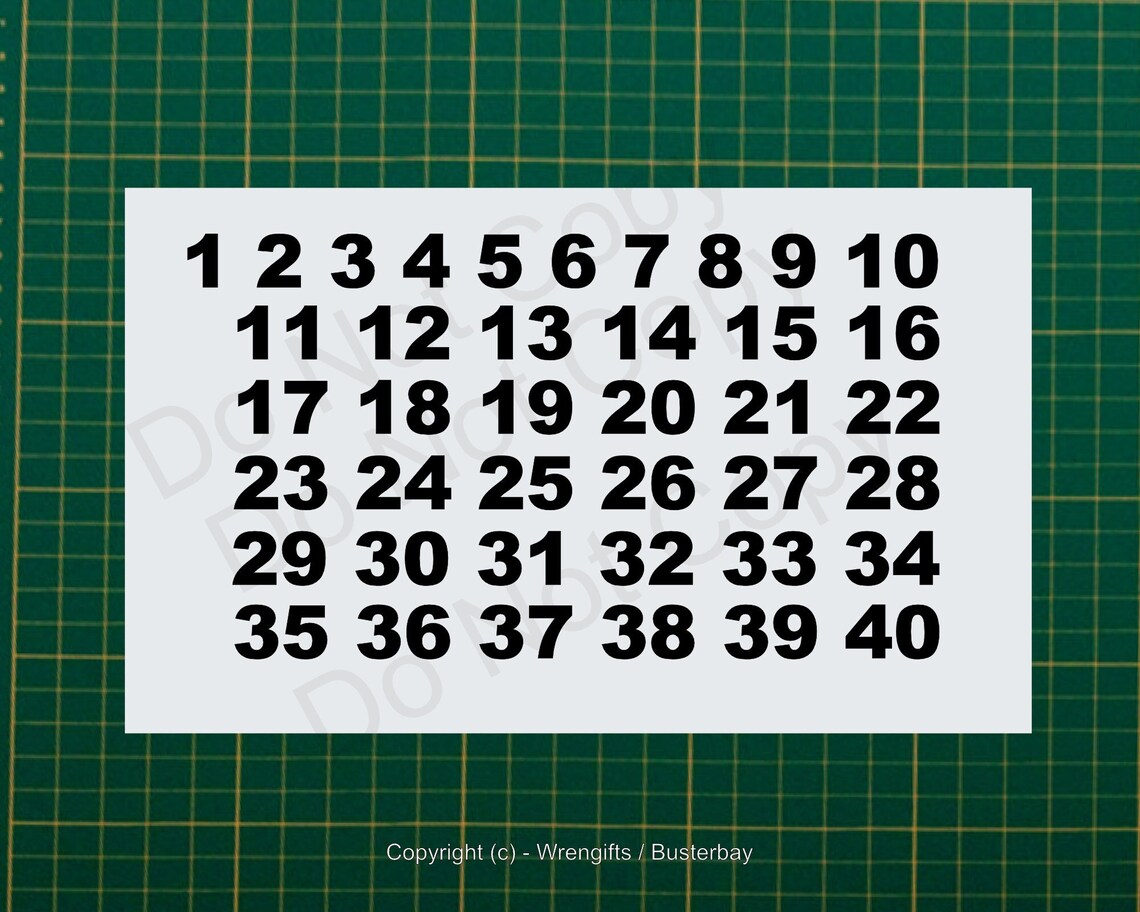 1 - 40 Numbers Set of 40 Vinyl Decals - Helmet, Sport,stickers - Select ...