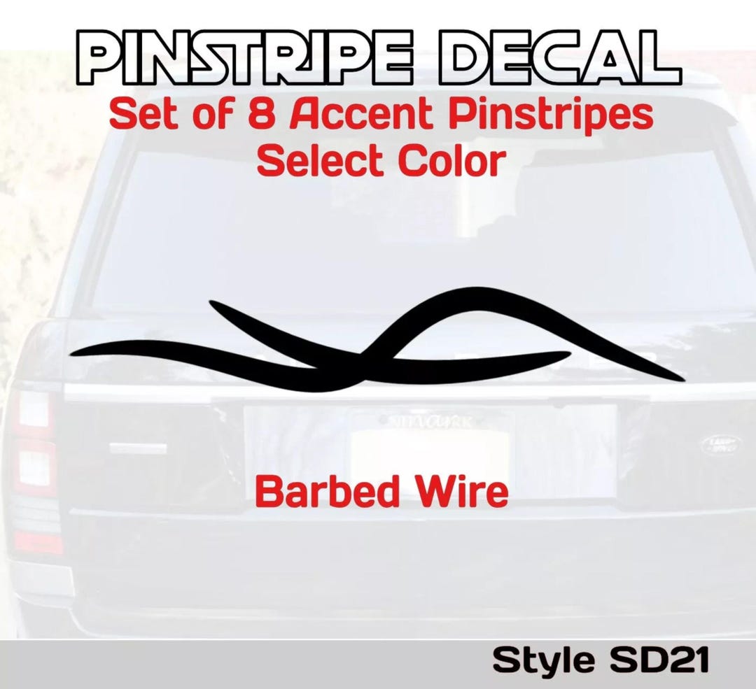 Set of 8 Barbed Wire Accent Old School Retro Pinstripe Vinyl Decals ...