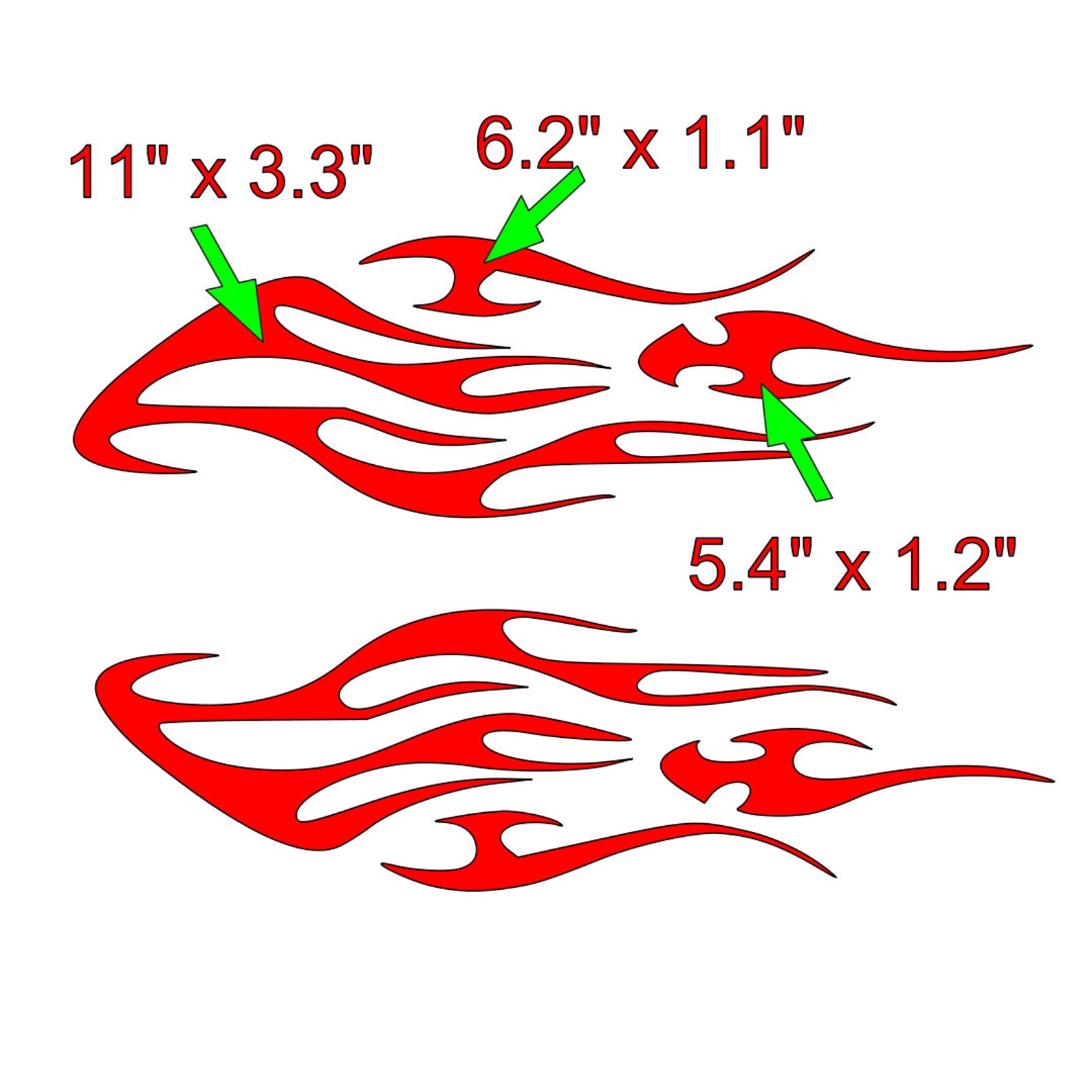 Flame Vinyl Decals Motorcycle Car Golf/go Cart - Set of 6 - Select ...