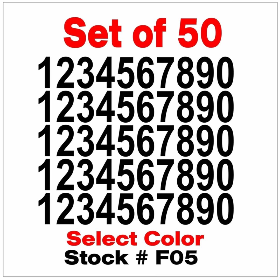 Vinyl Number Decals: Outdoor Quality, Mailbox Numbers, Set of 50 STK# ...