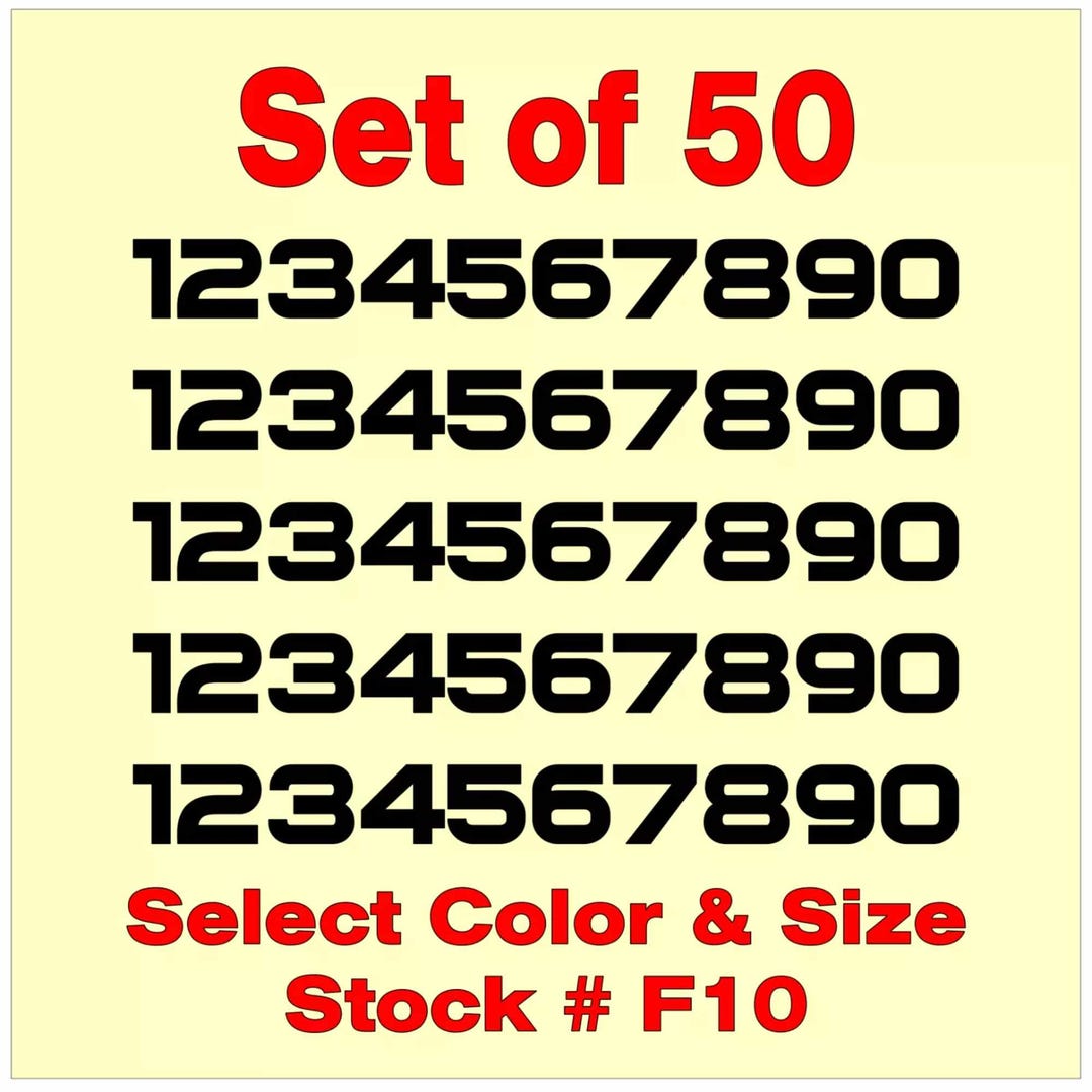 Vinyl Number Stickers: Outdoor Quality Decals, Set of 50 STK#F10 - Etsy