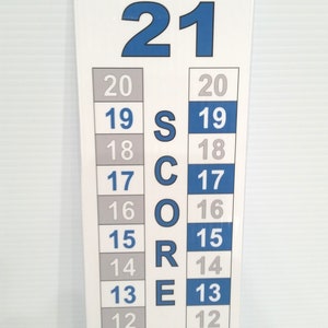 Cornhole Scoreboard Signs Set of 3 - Grey / Gray and Navy Blue Checker ...