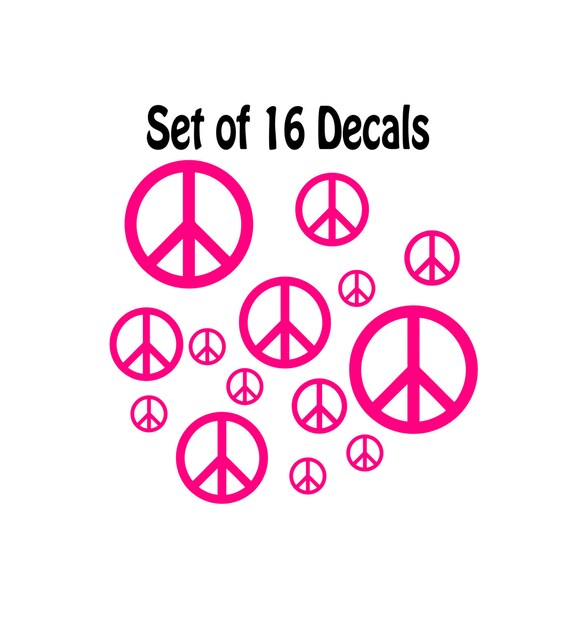 Peace Signs Set of 16 Size 2 to 7 Vinyl Decals | Etsy