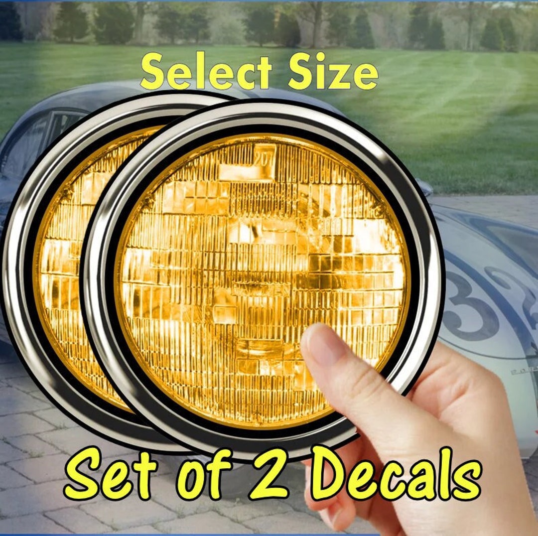 Amber Headlight Decals With Chrome Ring - Race Car Stickers (set of 2 ...