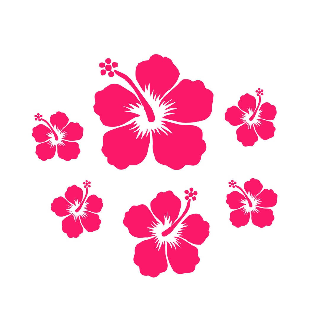 Hibiscus Flower Set Of 6 Vinyl Wall Decals Car Decals Select Color Etsy