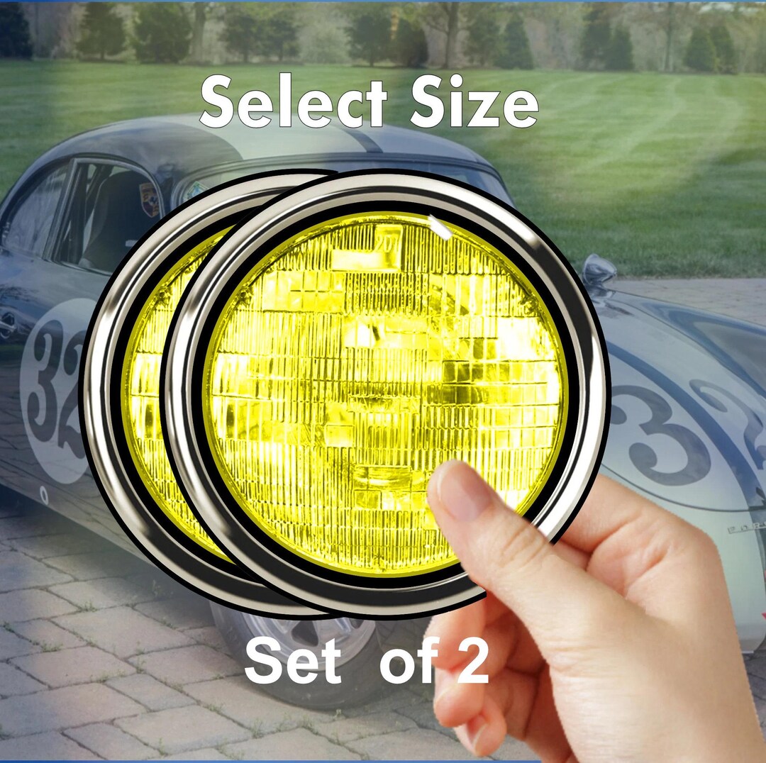 Yellow Headlight Vinyl Decals With Faux Chrome Ring (set of 2) - Etsy