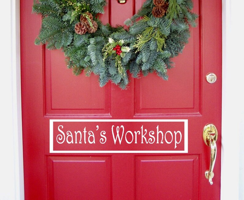 Santa's Workshop Christmas Door / Vinyl Wall Decal - Etsy