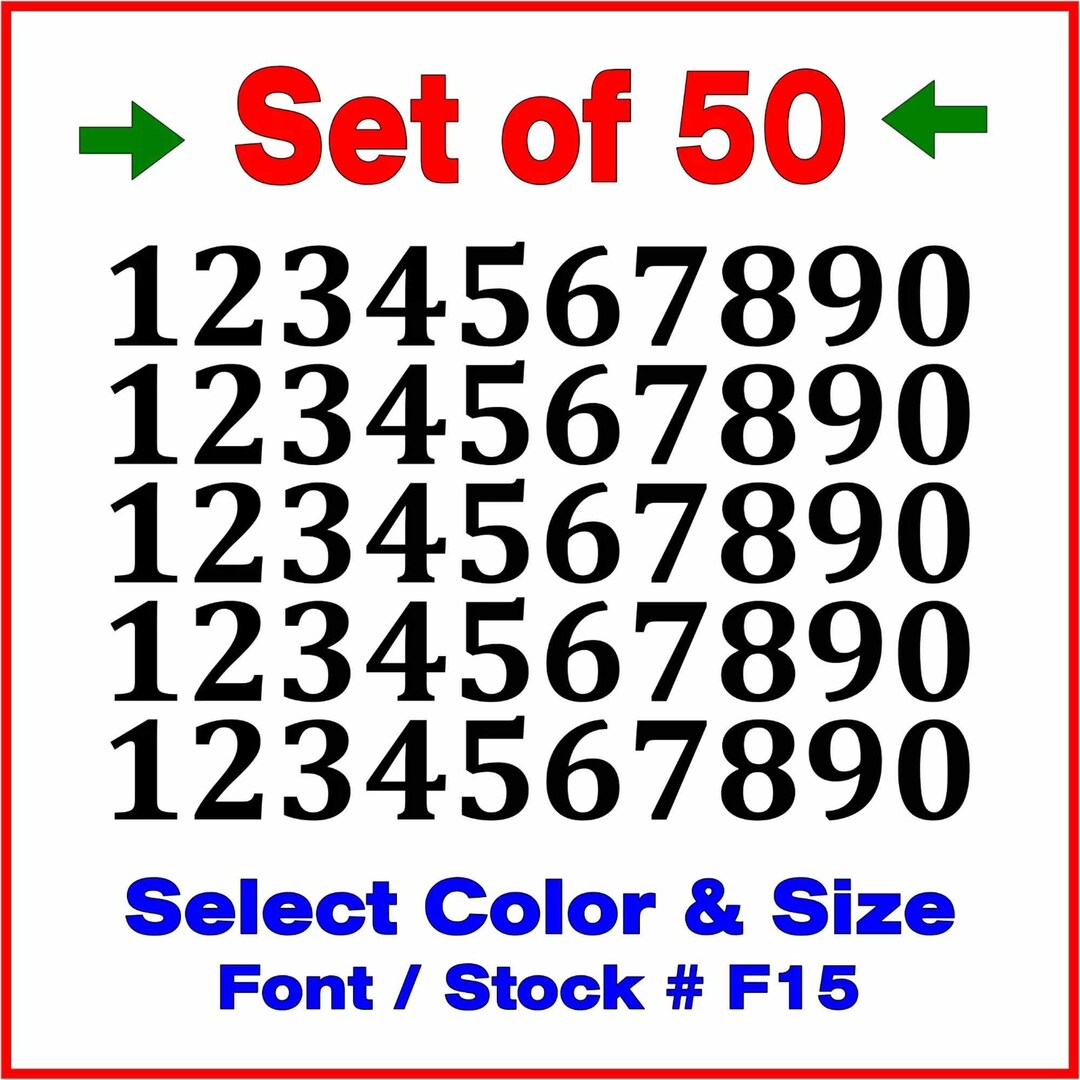 Number Vinyl Decals: Outdoor Quality, Mailbox Numbers - Set of 50 STK# ...