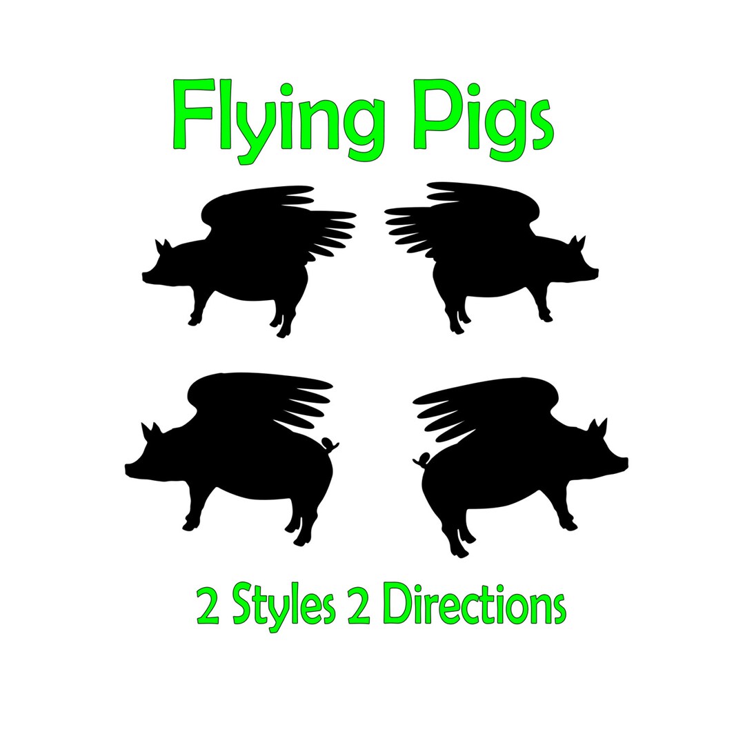 Flying Pigs Set of 4 - When Pigs Fly - Vinyl Decals - Select Color - Etsy