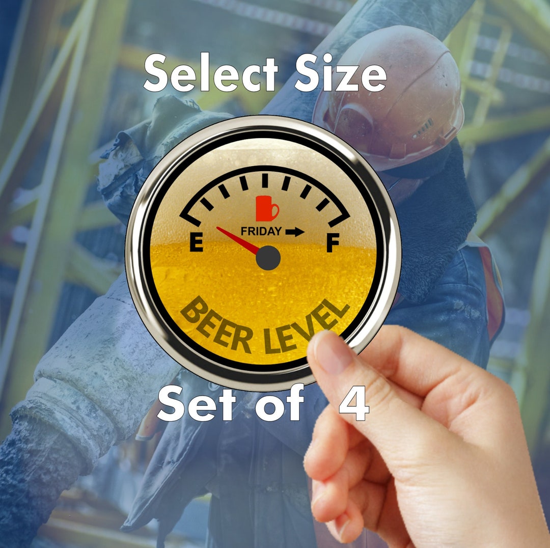 Set of 4 Beer Level Meter Hard Hat Funny Stickers Union Electrician ...