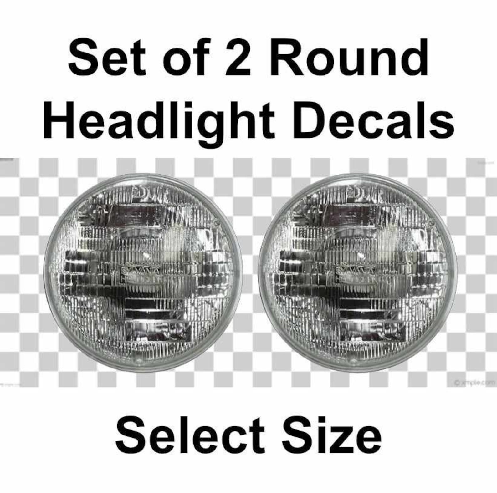 Set of 2 Round Headlight Graphics Racing Headlamp Drag Racing - Faux ...