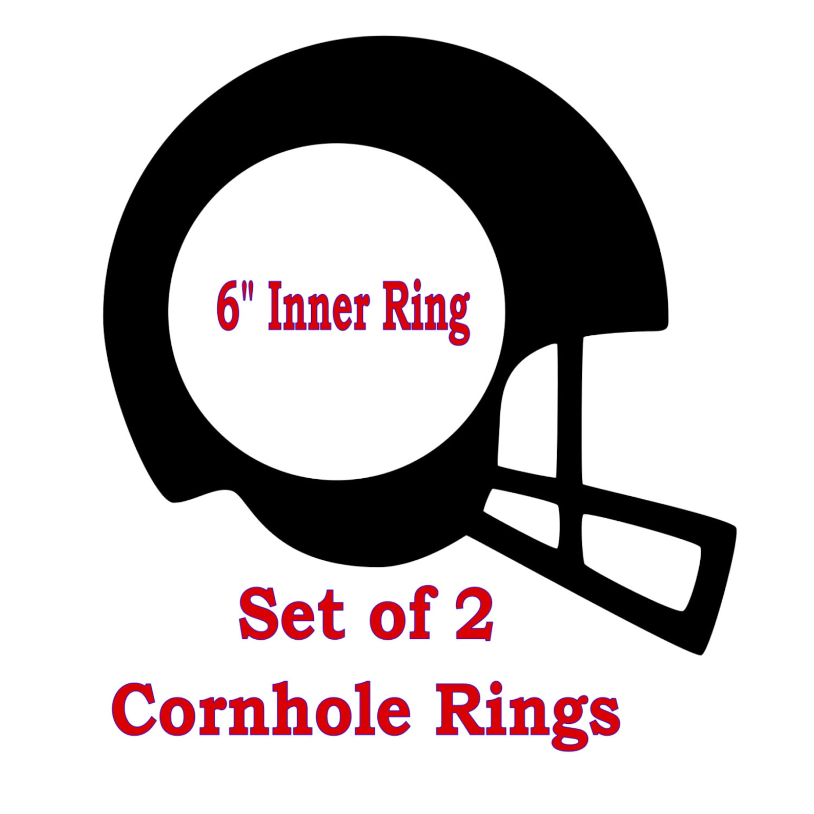 2 Football Helmet Shaped Cornhole Rings / Circles Vinyl Decals - Select ...