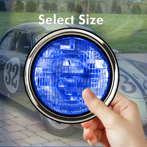 Faux Fake Round Blue Headlight & Chrome Ring Stickers for | Etsy