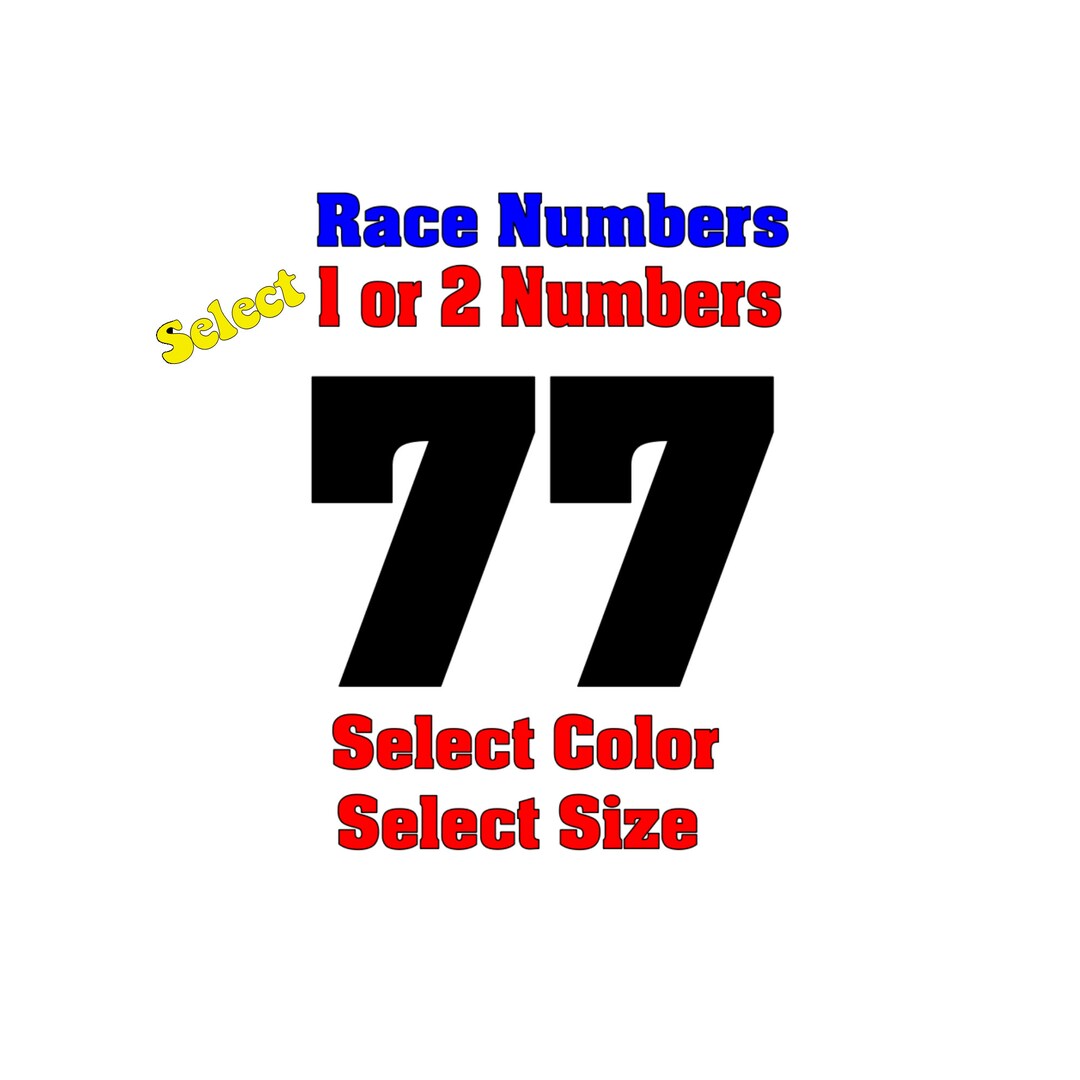 Set of 2 Race Numbers Vinyl Decals - Select Size 1 Inch to 5 Inch - - Etsy