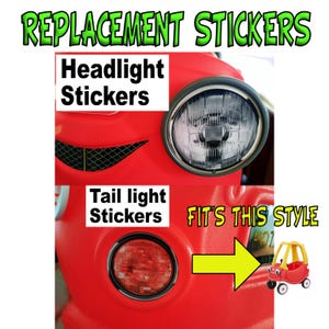 Headlight and Tail Light Replacement Stickers Kit Fits Cozy Coupe ...
