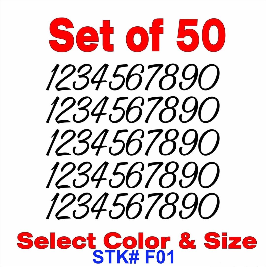 Vinyl Number Decals: Outdoor Quality, Mailbox Numbers - Set of 50 STK# ...