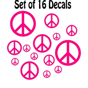 Peace Signs Set of 16 - Size 2" to 7" - Vinyl Decals - Select Color - Etsy