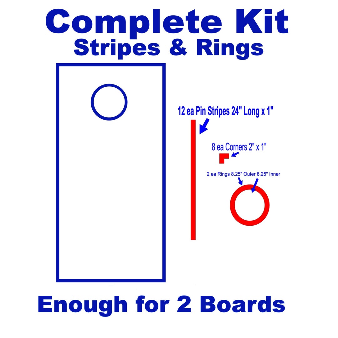 Cornhole Game Board Stripes Rings ( Circles ) Corner Decals - Complete ...