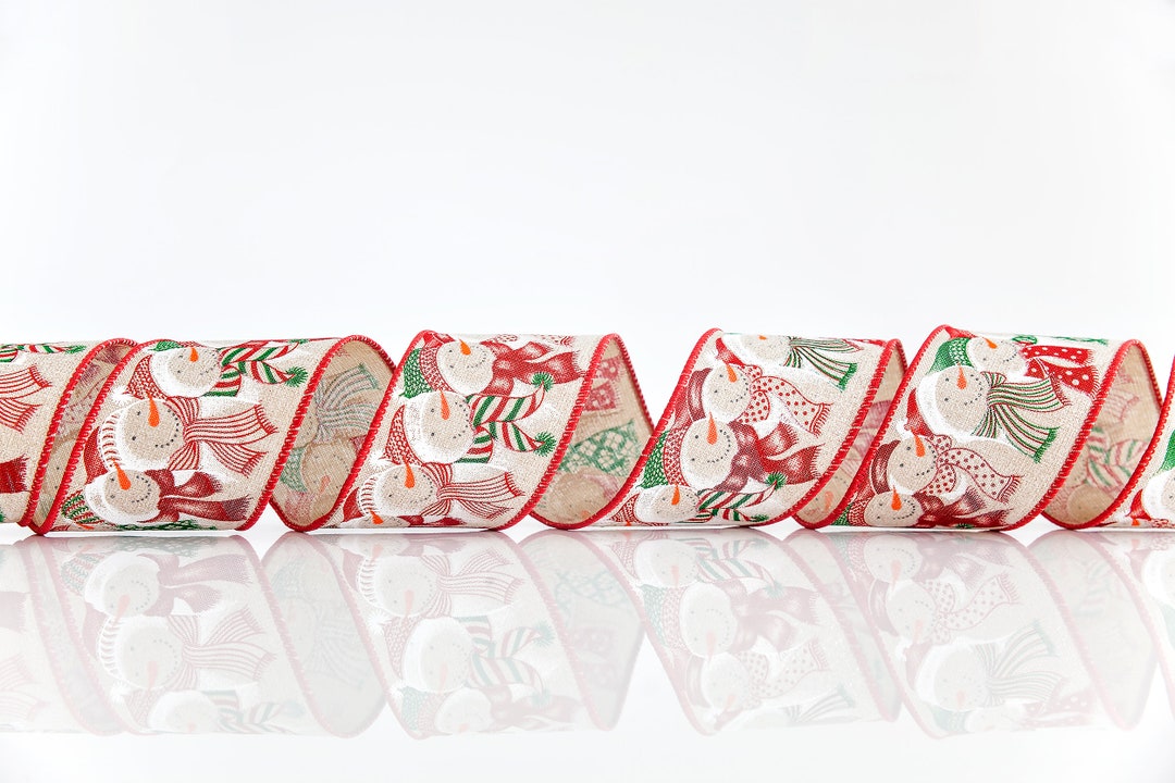 2,5" Snowman Wired Ribbon, Christmas Ribbon, Wired Fabric Ribbon 2 1/2 ...