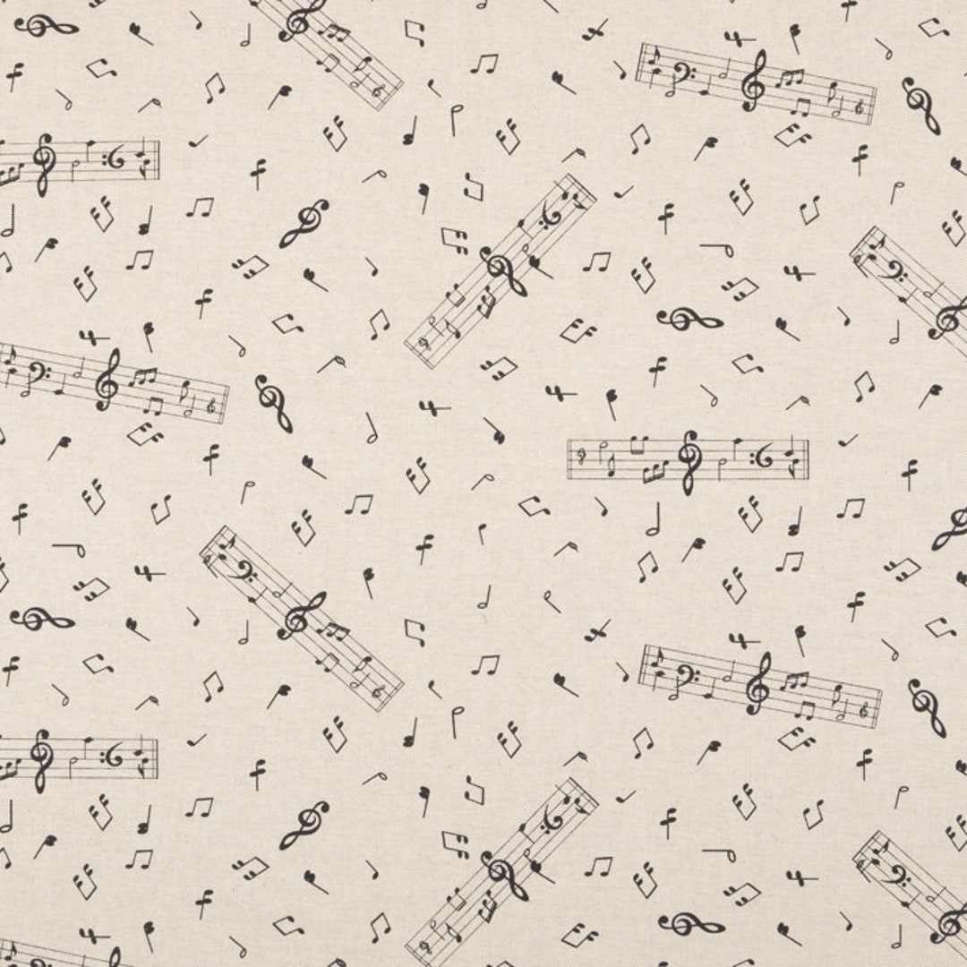 Music Notes Fabric, per Meter, Upholstery Fabric, Home Decor, Printed ...