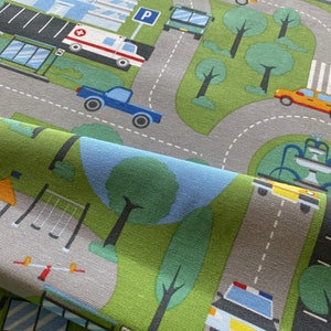 CAR ROADMAP Fabric, per Meter, Maps Fabric, Upholstery Fabric, Home ...