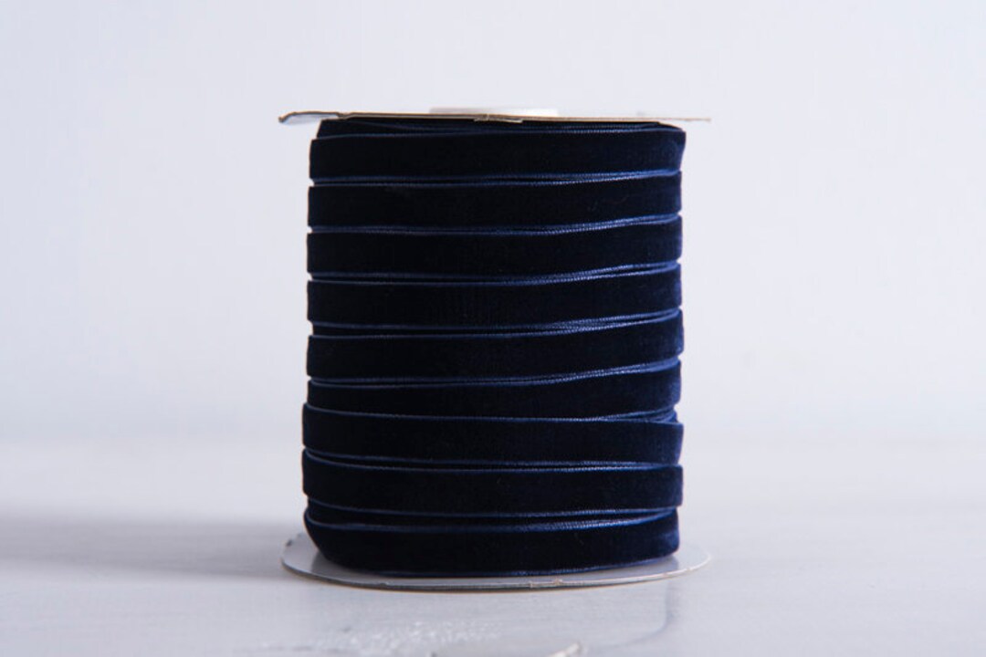 Navy Blue Velvet Ribbon, Velvet Ribbon by the Yard, Single-face Velvet ...