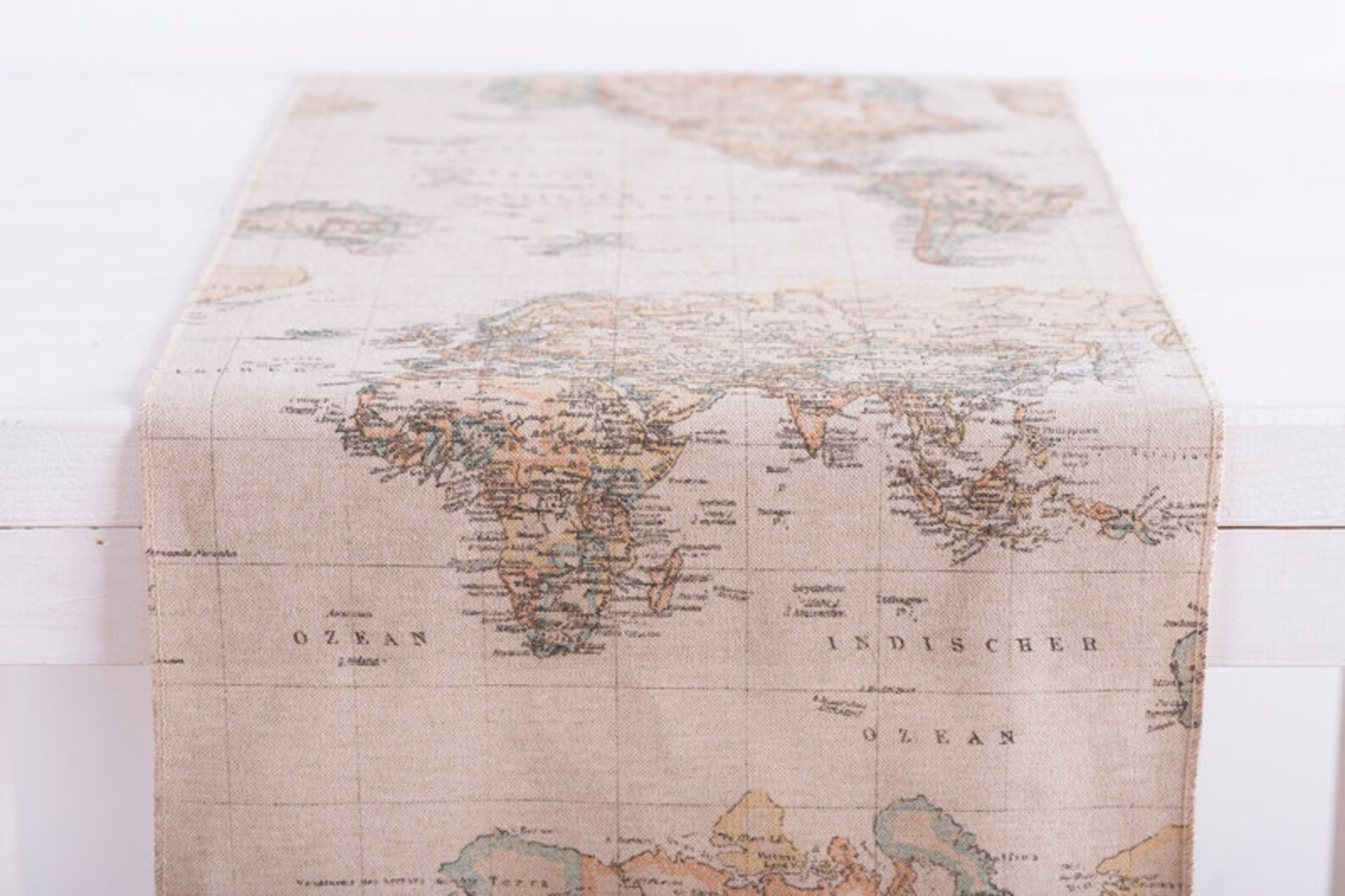 World Map Table Runner, Map Table Runner, Table Centerpiece, Kitchen ...