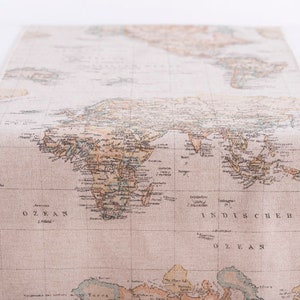 World Map Table Runner, Map Table Runner, Table Centerpiece, Kitchen ...