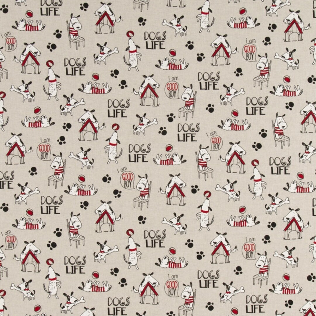 Dog's Life Fabric, Dog Fabric per Meter, Upholstery Fabric, Home Decor ...