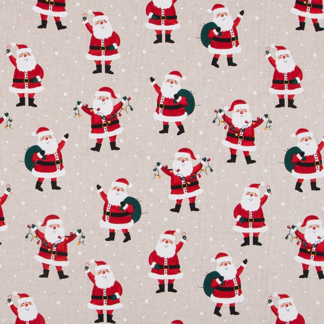 Christmas Santa Fabric, Christmas Fabric, Home Decor Fabric, Linenlook ...