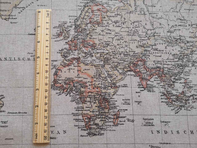 Map Fabric, World Map, per Meter, Upholstery Fabric, Home Decor ...