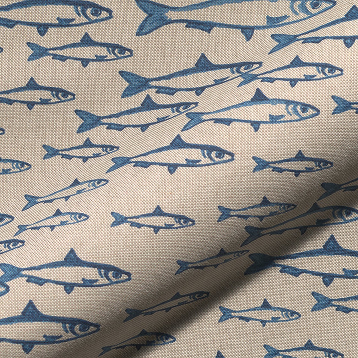 Blue Fish Fabric by Yard/meter Medium-heavy Weight Fabric, Suitable for ...