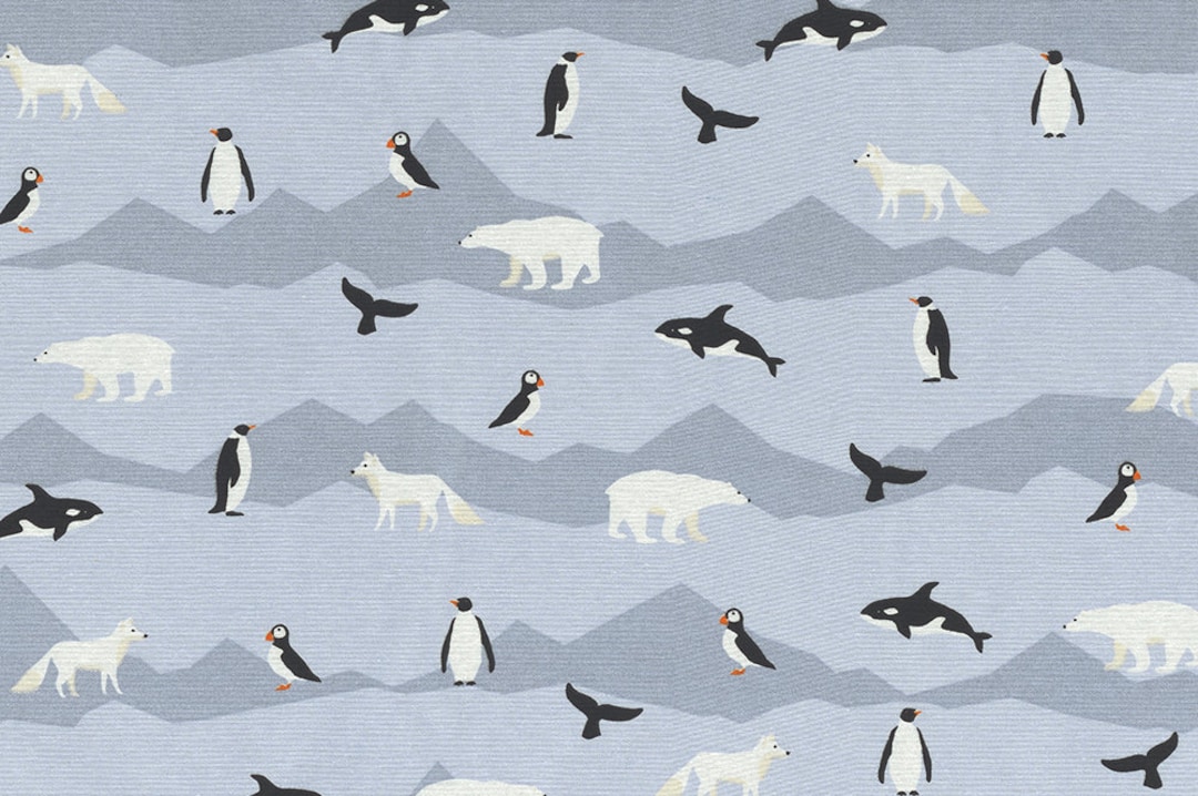 Arctic Animals Fabric, per Meter, Cute Fabric Design, Upholstery Fabric ...