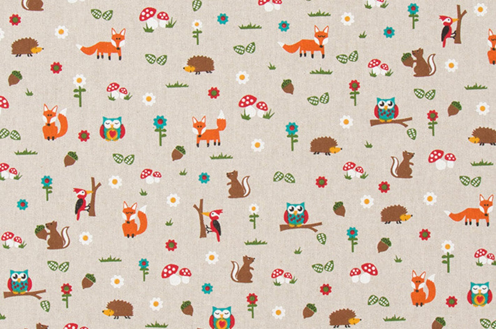 Woodland Animals Fabric by Yard per Half Meter/modern Design - Etsy