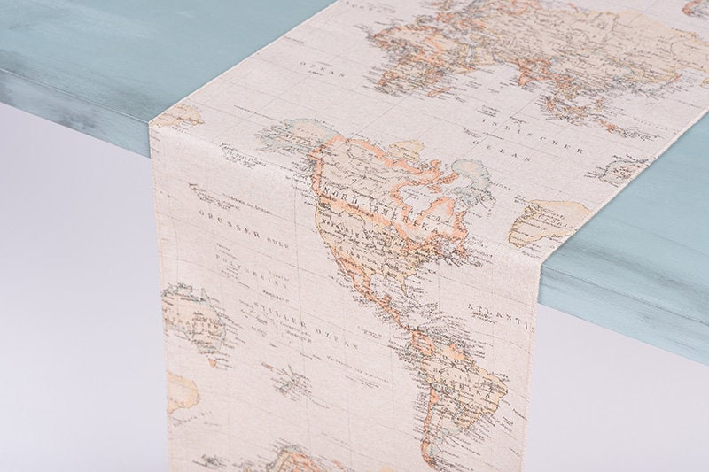 World Map Table Runner Map Table Runner Table Centerpiece - Etsy Canada