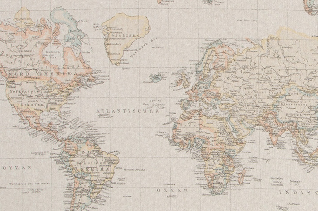 Map Fabric, World Map, per Meter, Upholstery Fabric, Home Decor ...