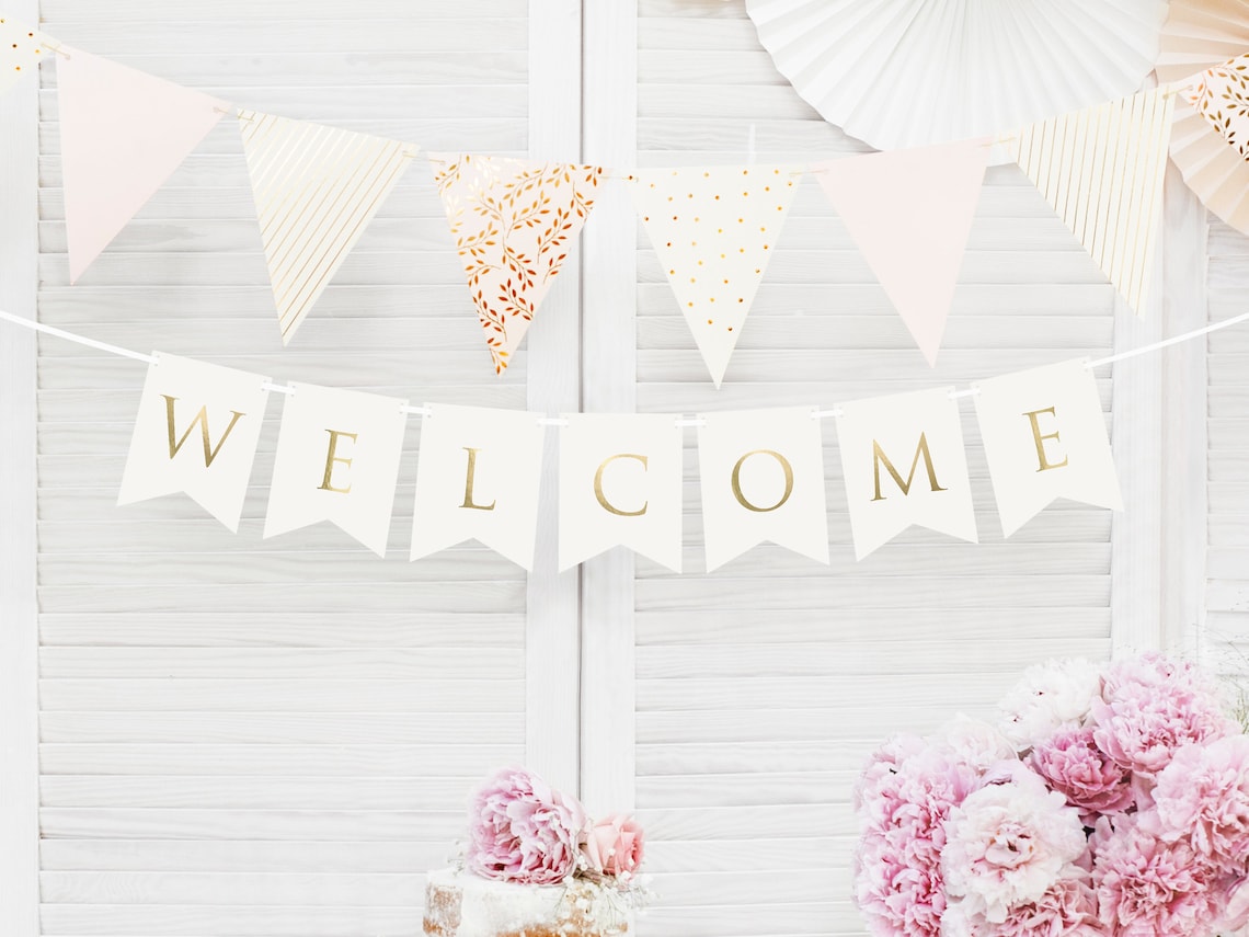Banner Welcome White 15 X 95 Cm Wedding Decorations | Etsy