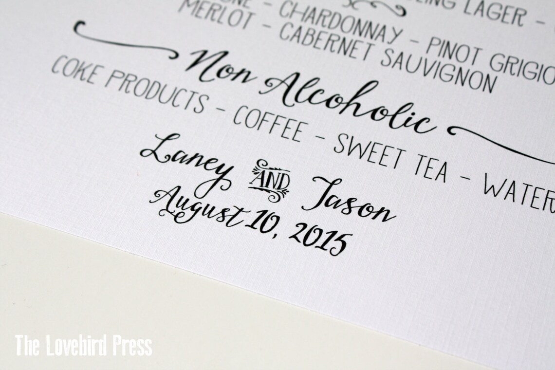 Bar Menu Wedding Sign Printable Libations Sign Signature | Etsy