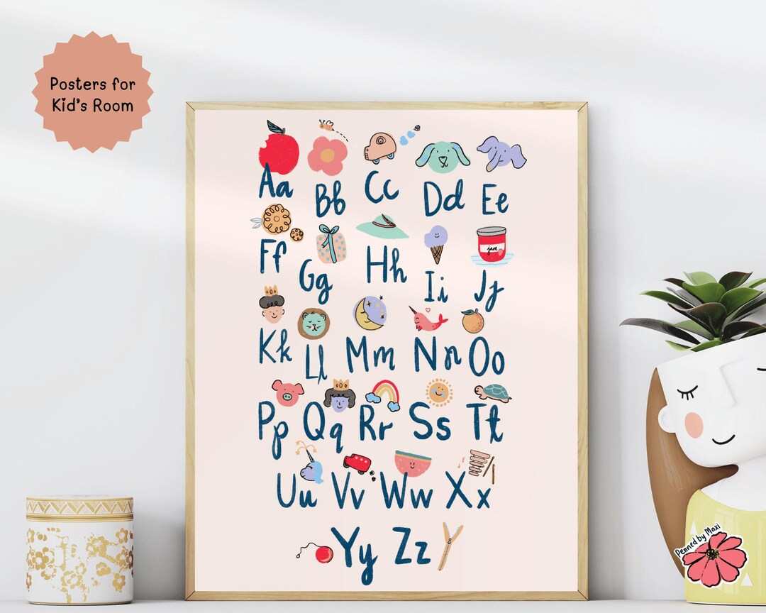 Colorfully Illustrated ABC Poster - Etsy