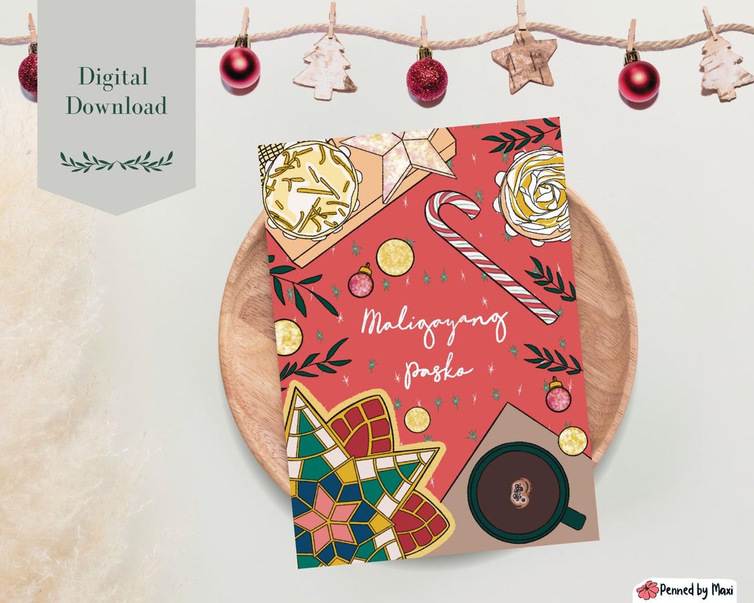 Filipino Maligayang Pasko Christmas Card Red - Etsy