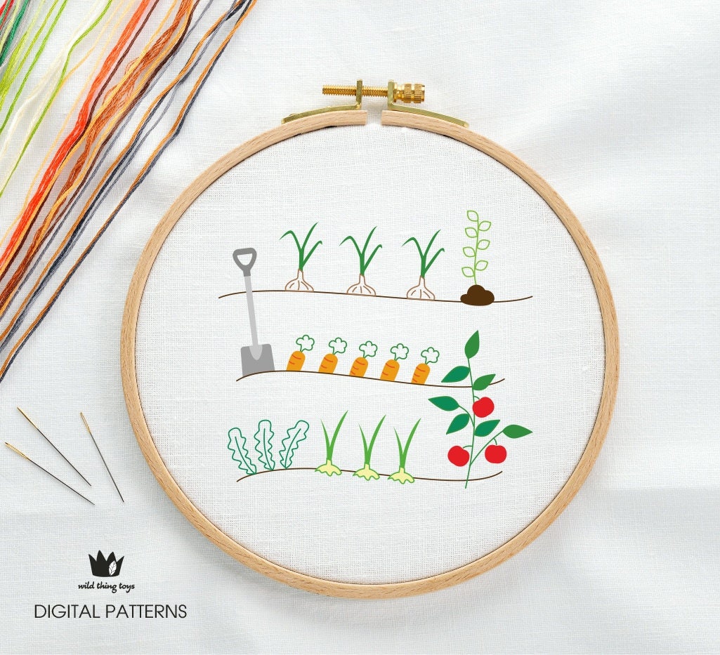 Vegetable Patch Garden Vegetables Sampler Digital Hand - Etsy